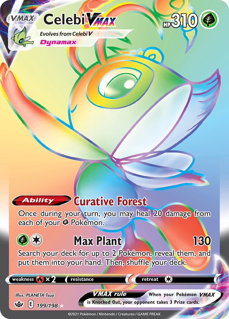 Celebi VMAX - 199/198 - Rare Rainbow – Drawn