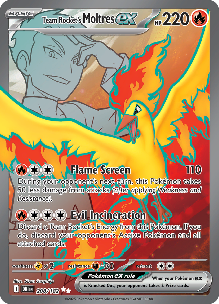 Team Rocket's Moltres ex - 208/182 - Ultra Rare – Drawn